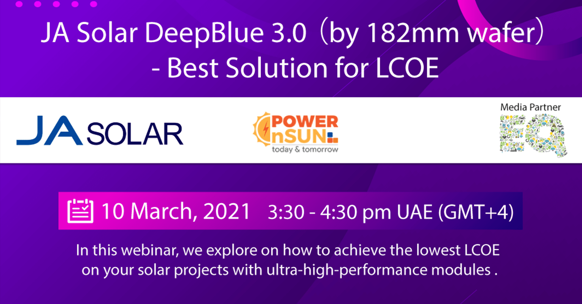 JA Solar DeepBlue 3.0（by 182mm wafer) - Best Solution for LCOE - Powernsun